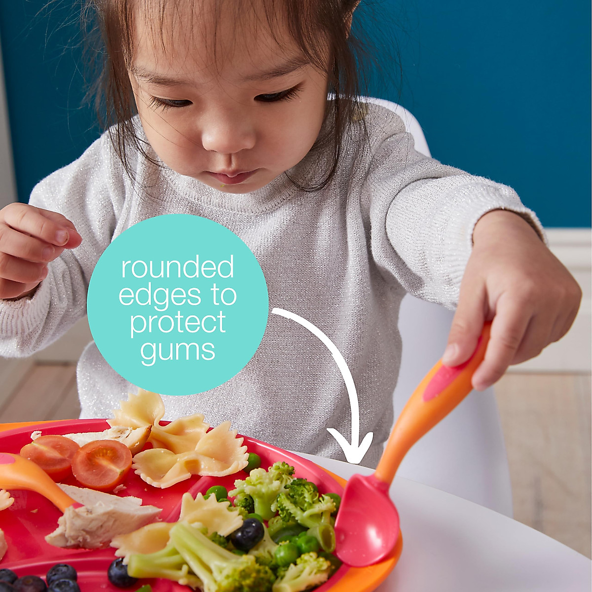 b.box Toddler Cutlery Set: Patented FLORK™ Designed Fork, Spoon & Travel Case, Easy Grip Handles, Dishwasher Safe, BPA Free. (Ocean Breeze)