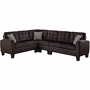 Homelegance Sinclair 84" x 107" Fabric Sectional Sofa, Chocolate