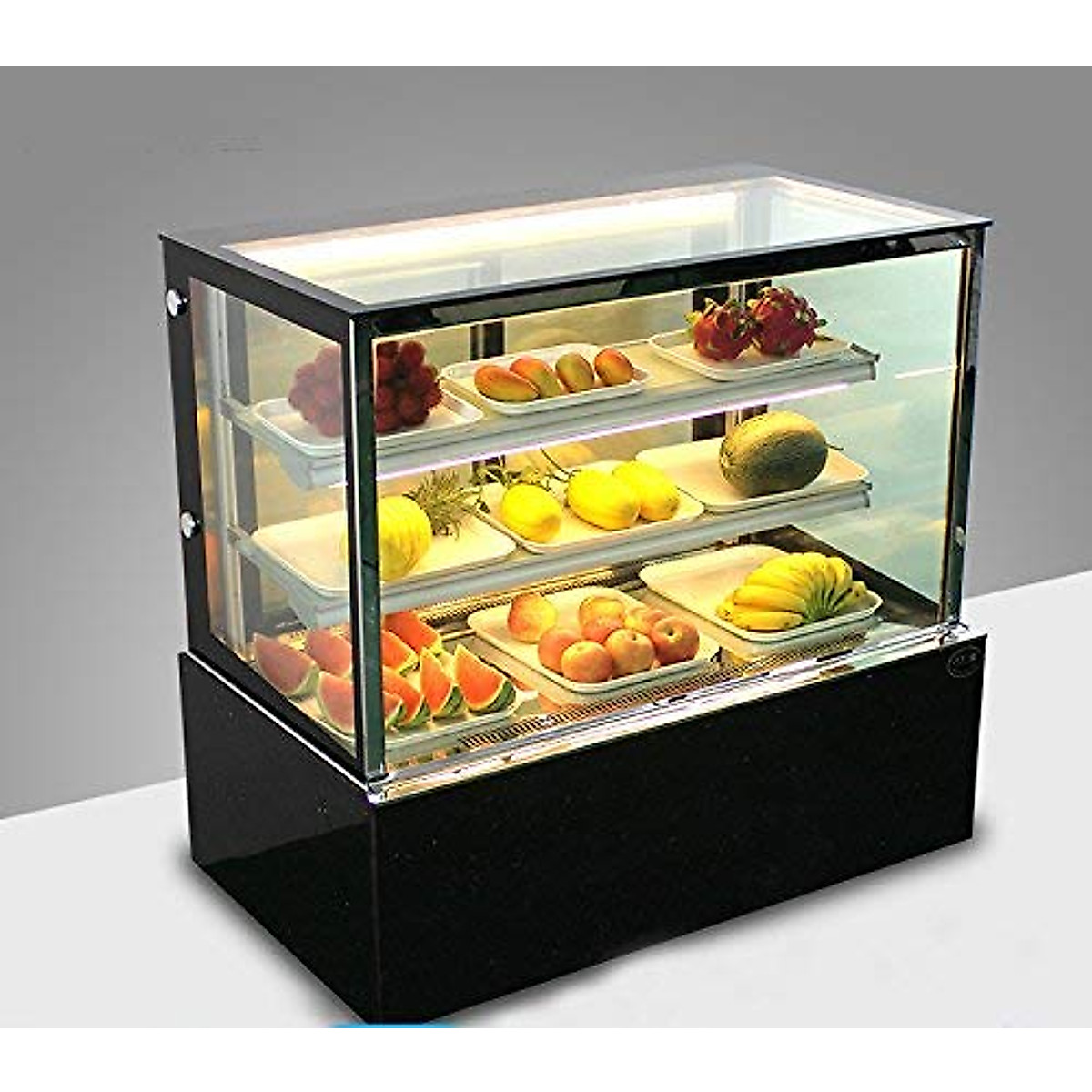 INTBUYING 36'' Countertop Refrigerated Cake Showcase Bakery Display Case Glass Display Case 220V (right angle back door)