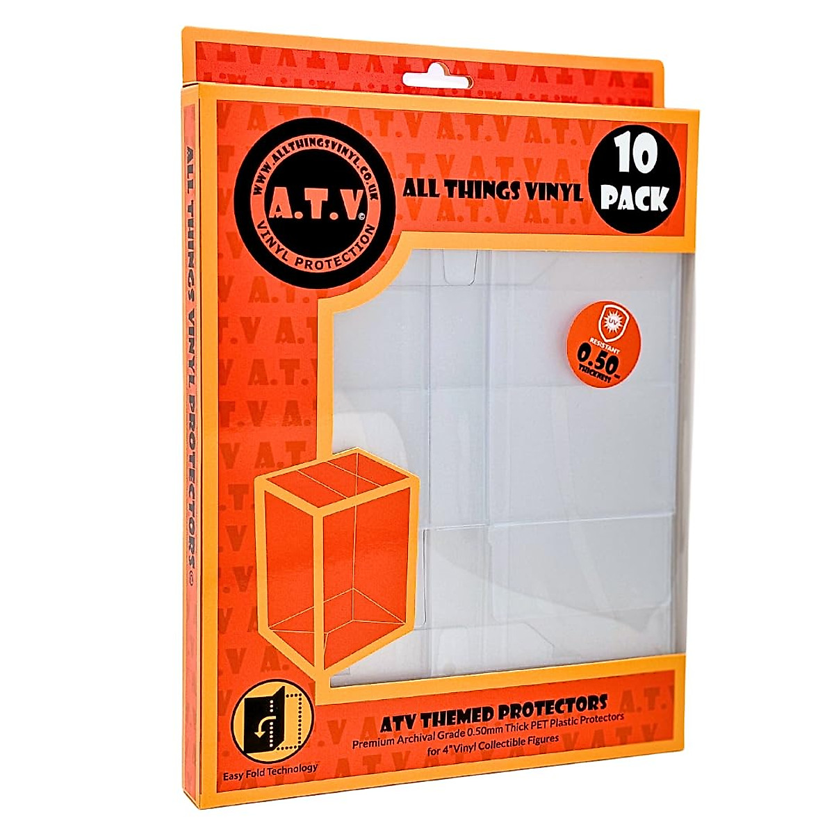 ATV Store, All Things Vinyl Premium UV 4" Protectors Vinyl Display Box Case Thickness 0.50mm GROOVED Edge Pack of 10
