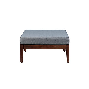 Linon Morningside Wood Indoor/Outdoor Ottoman in Walnut