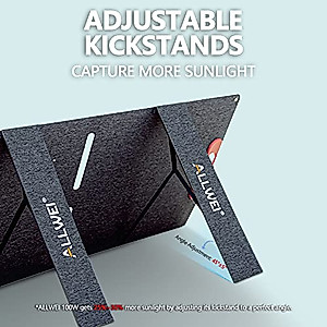 ALLWEI 100W Portable Solar Panel for 300/500W Power Station Solar Generator, 18V Foldable Solar Battery Charger with 5.5 * 2.1MM Port, Adjustable Kickstand, Waterproof IP68 for Camping Trip Outdoor