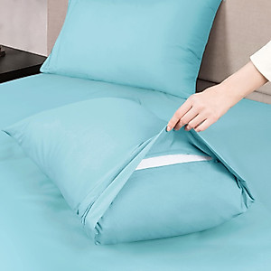 Mejoroom Full Size Sheet Set - Extra Soft Luxury Brushed Microfiber 1800 Full Sheets with 16 Inch Deep Pocket - Breathable, Wrinkle, Fade & Stain Resistant - 4 Piece (Full, Aqua Blue)