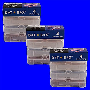 DotBox Medium Long Box - 12 pcs. Little Storage Boxes for Small Items Like Beads and Parts. Boxes Fit Inside DotBox Carrying Cases Sold Separately. 3 Packages of 4.