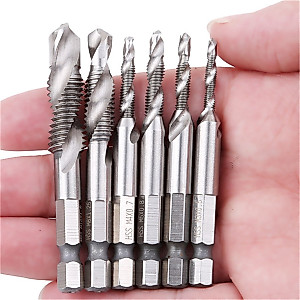 CH 6pcs/set HSS High Speed Steel Thread Spiral Screw Metric Composite Tap Drill Bit Tap