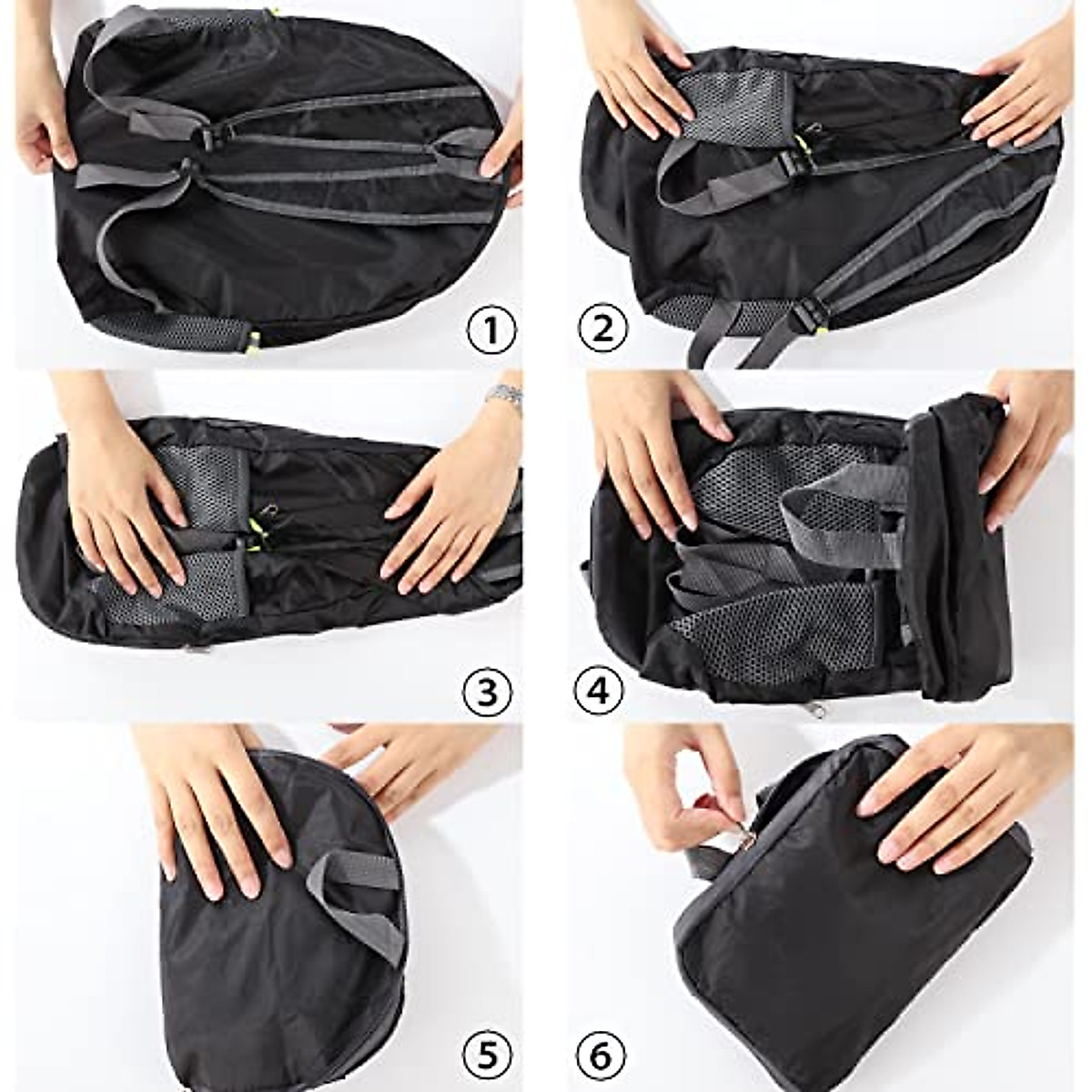 Pimoys 18L Packable Backpack for Travel, Lightweight Backpack Foldable Hiking Backpack for Camping Cycling (Black)