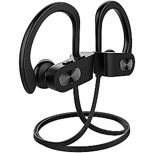 Redzoo Bluetooth Headphones, Bluetooth 5.0 Wireless Earbuds Sports, 22Hr Playtime Bluetooth Earphones for Running w/25° Ergonomic Ear Hooks, IPX7 Waterproof, Noise Cancelling Mic (Black)