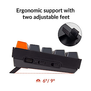 Keychron K14 70% Layout 72 Keys Bluetooth Wireless/USB Wired Mechanical Gaming Keyboard for Mac with Gateron G Pro Brown Switch/Multitasking/RGB Backlight Computer Keyboard for Windows Laptop