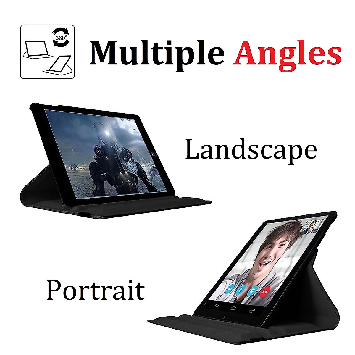 Vultic [Rotating] Case for iPad Pro 12.9 inch [1st/2nd Gen 2015/2017], 360 Degree Stand [Auto Sleep/Wake] Folio Leather Smart Cover (Black)