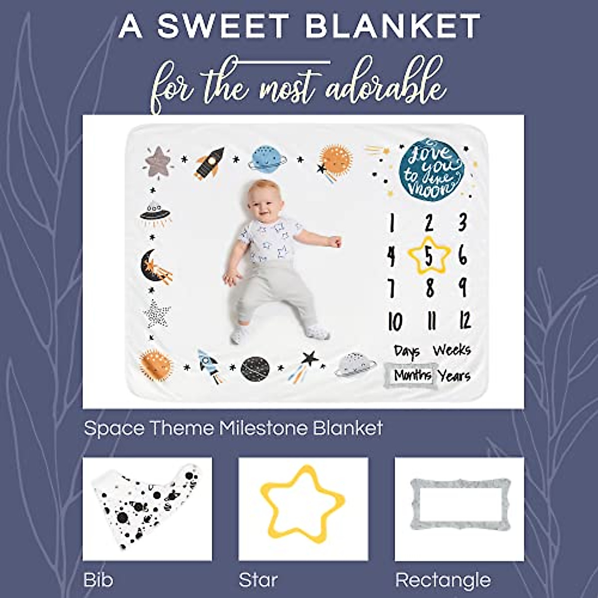 Luka & Lily Baby Milestone Blanket - Ultra Soft Fleece Monthly Milestone Blanket for Baby Girl and Boy - Perfect for Baby's First Year Growth Chart - Monthly Baby Milestone - Outer Space - 60"x40"