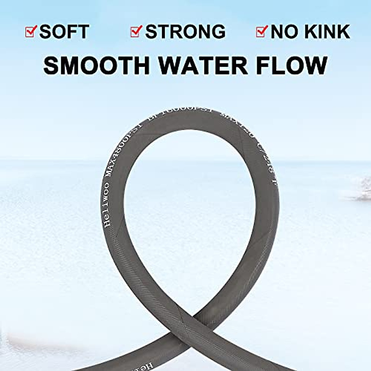 Heliwoo Pressure Washer Whip Hose 5FT, 3/8'' Hose Reel Connector Hose for Power Washer, 248°F Hot Water Jumper Hose with 3/8'' Quick Connect Adapter Set, Steel-Braided-4800 PSI