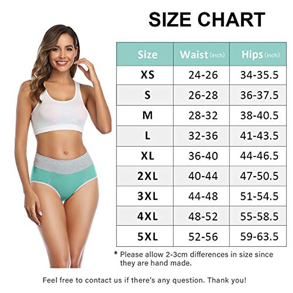 wirarpa Women's Cotton Underwear High Waist Stretch Briefs Soft Underpants Breathable Panties 4 Pack Large