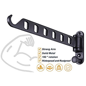 SKIKEN Wall Mounted Closet Hanger with Swing Arm, Floding Laundry Hanging Rack, Small Drying Clothes Rack, Sturdy Hanging, Space Saver for Closet Organizer, Solid Aluminum (1-Pack, Black)