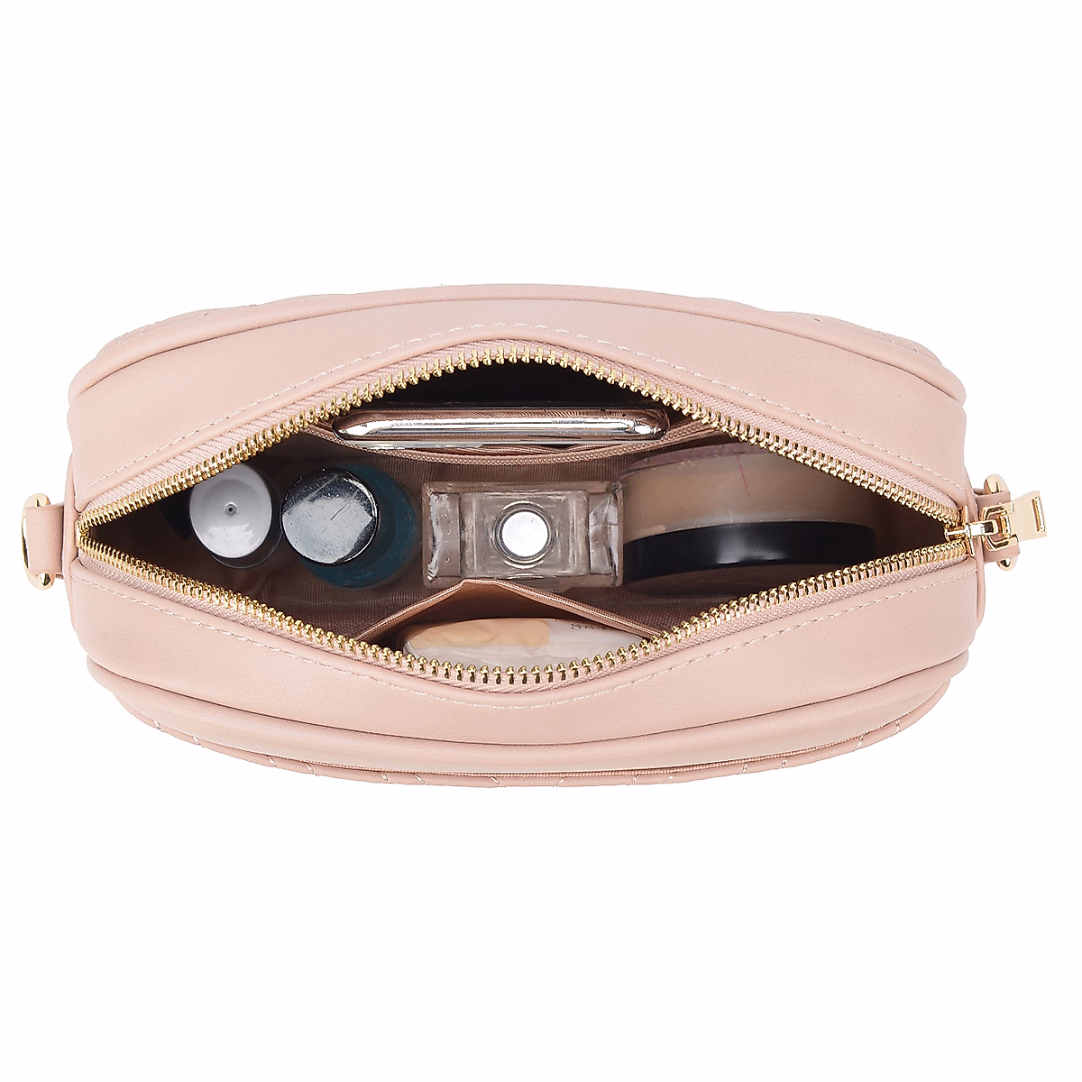 lola mae Quilted Crossbody Bag, Trendy Design Shoulder Purse (Blush light)