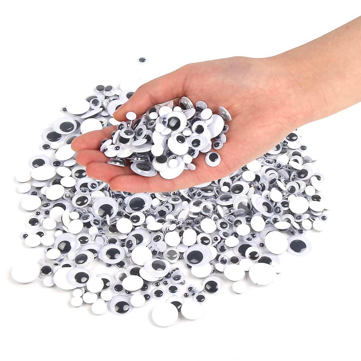 FOIMAS 1020pcs Wiggle Googly Eyes,6mm-20mm Self-Adhesive Wiggle Eyes in Assorted Sizes for DIY Craft,6mm,7mm,8mm,10mm,12mm,15mm,18mm,20mm