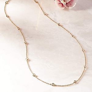 Ross-Simons 14kt Gold Bezel-Set Diamond Station Necklace