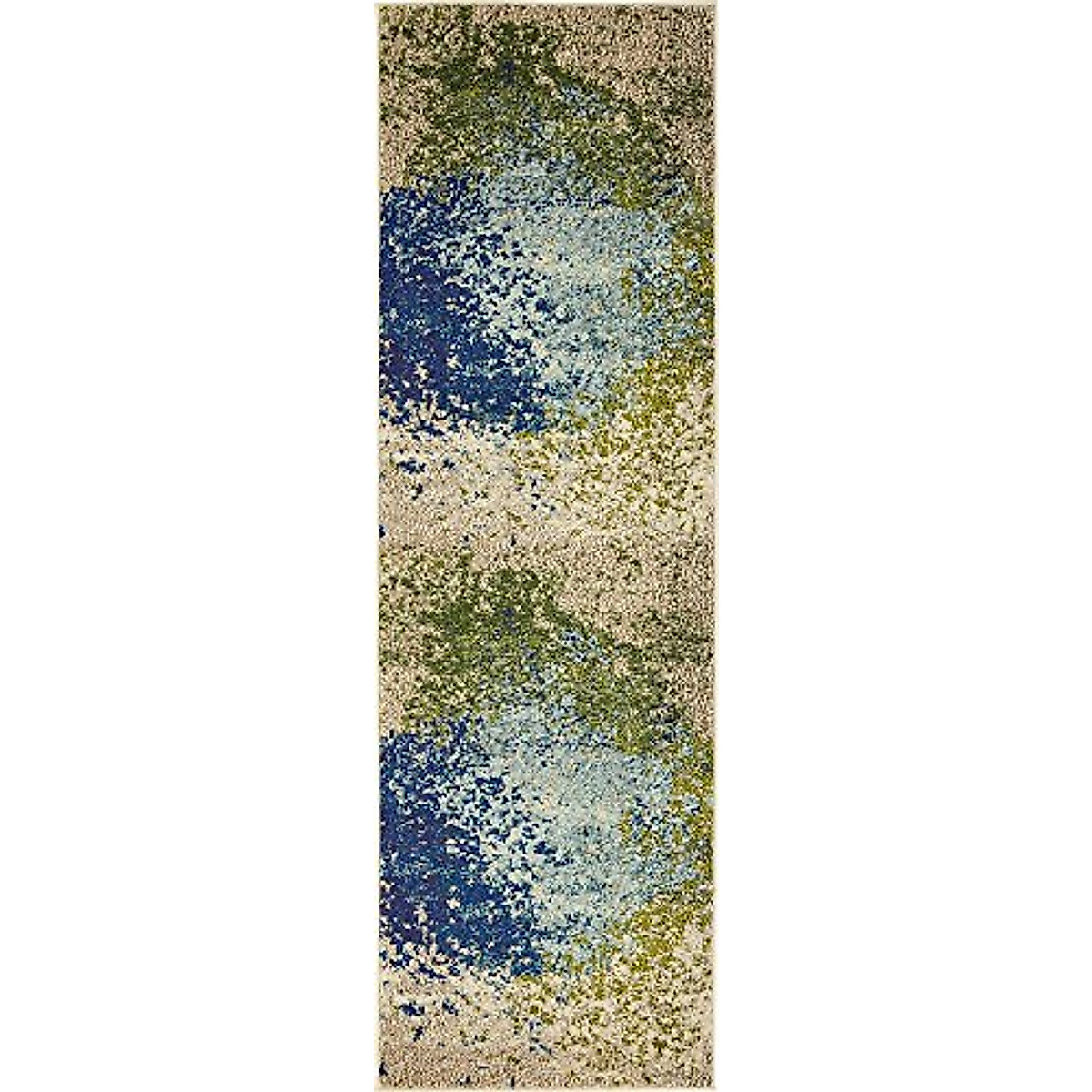 Unique Loom Estrella Collection Abstract, Modern, Light Colors, Distressed Area Rug, 2 ft x 7 ft, Blue/Beige