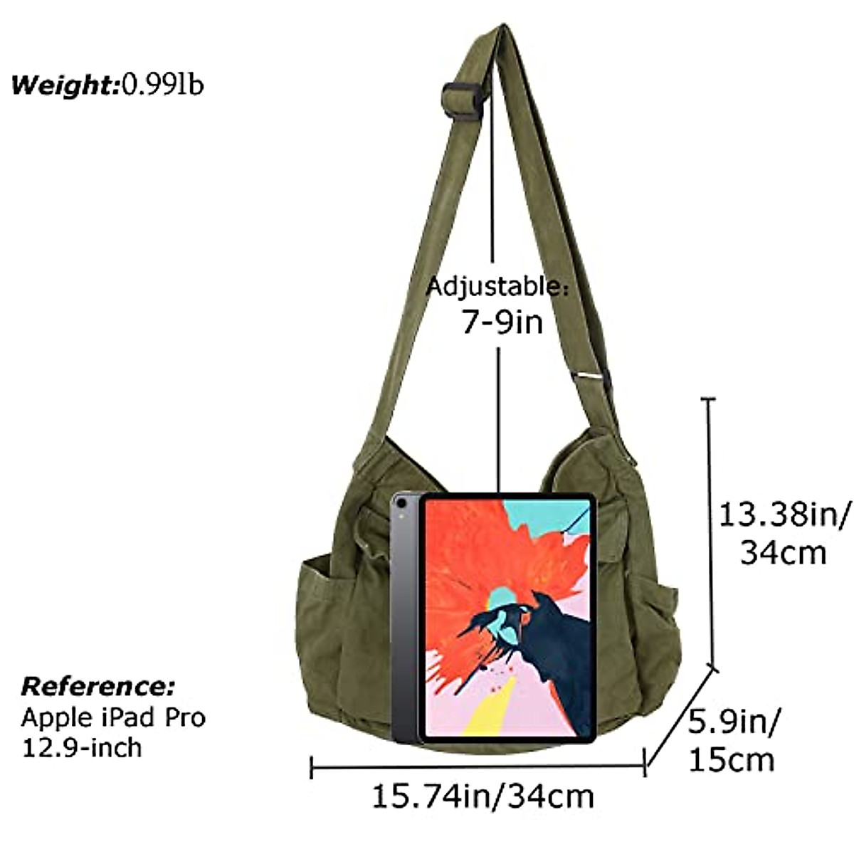 KARRESLY Shoulder Bag for Women Multi Pocket Casual Crossbody Bag Denim Hobo Fashion bag Student Large Capacity Purse（Armgreen）