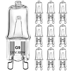 G9 Halogen Light Bulb 100W 120V T4 JD Type - Warm White Dimmable 2-Pin Base for Chandeliers Pendants Microwave Ovens Bathroom Lighting and More - Feit Electric Compatible Xenon Enhanced (10 Pack)