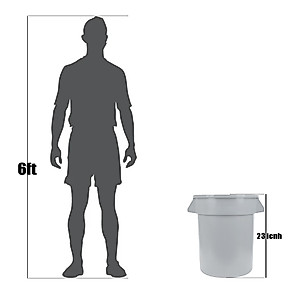 Mix.Home Round Trash bin Lid and Dolly Garbage can Outdoor Heavy Duty Trash can Industrial Trash can Yard Trash can Large Garbage cans Trash Barrels Garbage Drum Kitchen Trash bin (Brown, 20 Gallon)