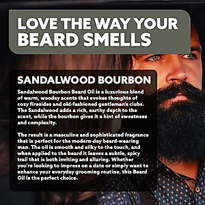 Crafted Beards Beard Oil Beard Oil Conditioner - Leave Your Beard Feeling Amazing - All Natural Ingredients - No Residue - Mustache Oil - 1oz - Made in the USA (Sandalwood Bourbon)