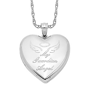 IceCarats 925 Sterling Silver Guardian Angel Ash Holder Heart Love Personalized Photo Locket Cremation Necklace Memorial Charm Urn Pendant Only