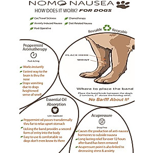 NOMO Peppermint Aromatherapy Motion Sickness Relief Bands for Dogs | Anti-Nausea Wristbands with Gentle Acupressure | 30-Second Nausea Relief Band | Medium to Large | Nude | Single Pack