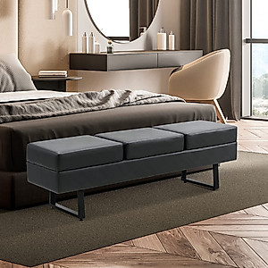 BarberPub Waiting Room Chairs, Heavy Duty Office Guest Reception Bench, Faux Leather Upholstered Lobby Chairs for Salon, Conference Room 7008 (Dark Grey)