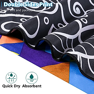 Microfiber Sand Free Beach Towel-Quick Dry Super Absorbent Lightweight Oversized Large Towels Blanket for Travel Pool Swimming Bath Girl Women Men Geometric Triangle Black Mandala