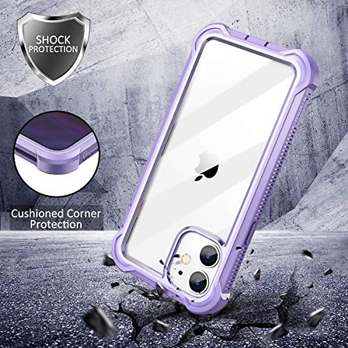 Dexnor Clear Case Compatible with iPhone 12 Mini Case with Screen Protector Rugged Full Body Protective Shockproof Hard Defender Heavy Duty Cover TPU Bumper Case for iPhone 12 Mini 5.4 inch, Purple