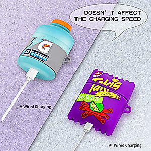 [2Pack] for Airpod 2/1 Sport Water & Ta kisis Potato Chips Airpods Case, 3D Fun Cute Fashion Food Protective Skin Accessories Airpods Silicone Case for Girl Boys(Purple Potato Chips + Sport Water)