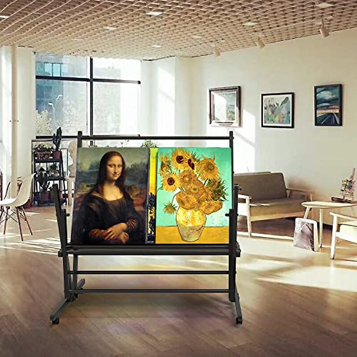 Baoz Art Metal Print Rack Storage Rack Portable Display Rack with Rolling Casters Printing Drying Display for Artworks, Posters, Prints