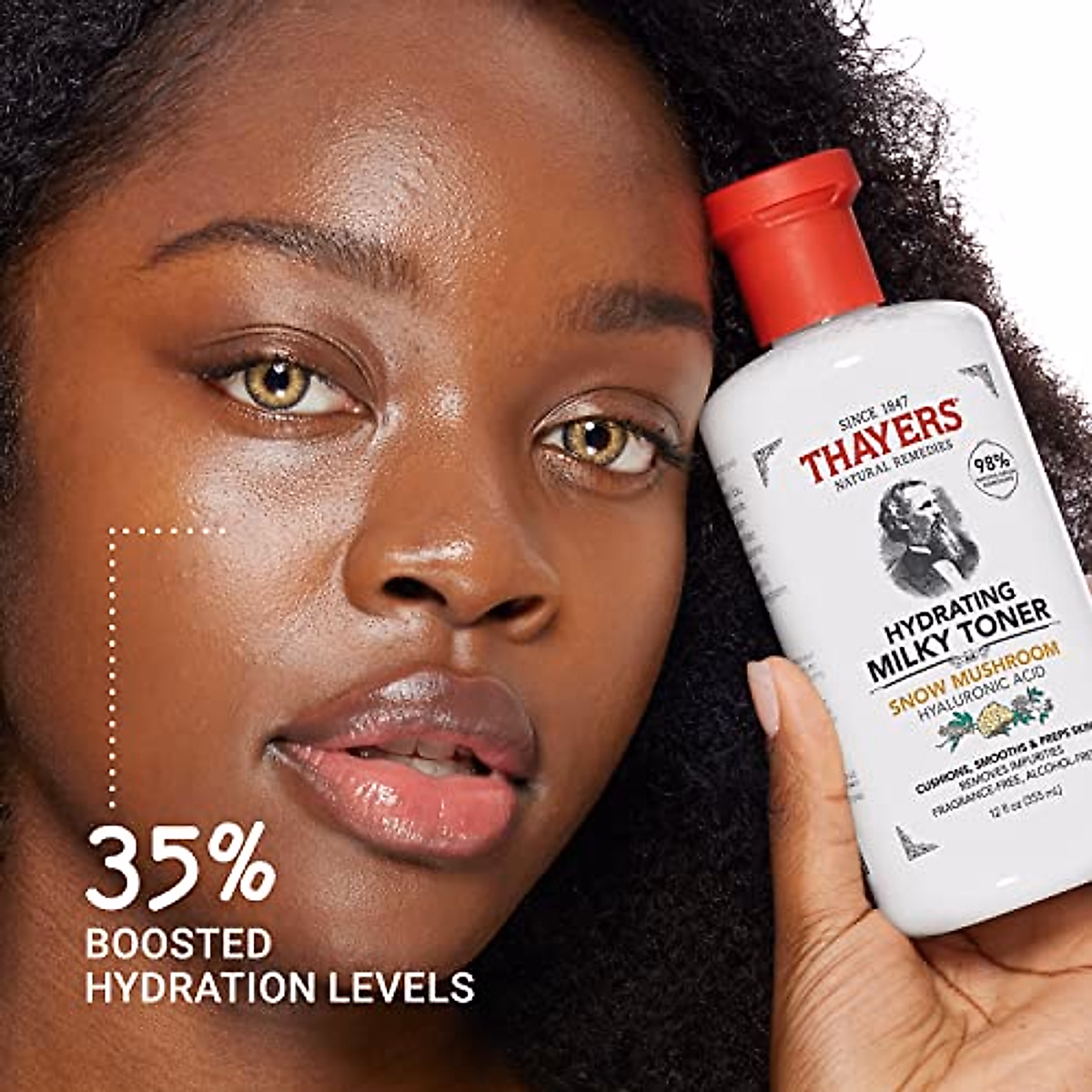 Thayers Milky Hydrating Face Toner with Snow Mushroom, Hyaluronic Acid and Elderflower, Dermatologist Recommended Gentle Alcohol Free Facial Skincare for Dry and Sensitive Skin, Paraben Free, 12 FL oz