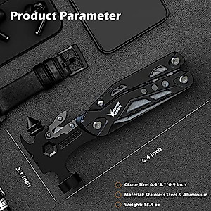 [Upgraded Hammer Multitool] Gift for Men Dad Husband Brother Boyfriend Boys,16-in-1 Hammer Multi-Tool,Personalized Men Gift for Christmas Present Stocking Stuffer, Cool Birthday Gift Idea for Men Son