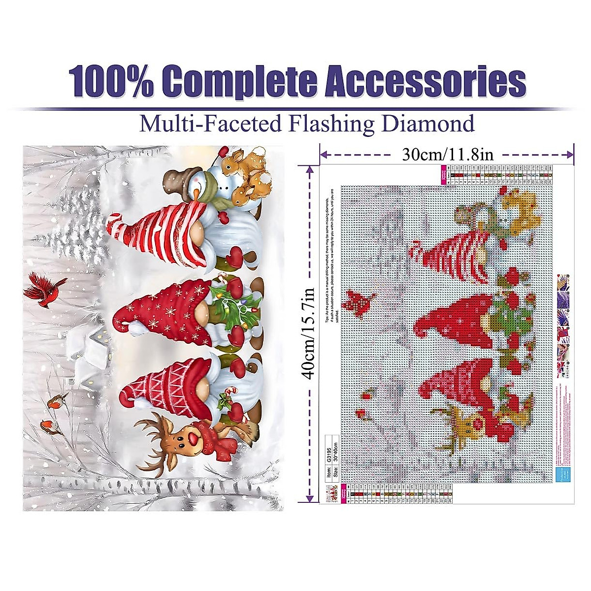 lmedbr Christmas Gnomes Diamond Painting Kits, Winter Gnomes Diamond Art Kits for Adults,DIY 5D Round Full Drill Gnome Gem Art Kit,Rhinestones Crystal Arts & Crafts Home Wall Decor Gift 16x12 Inch