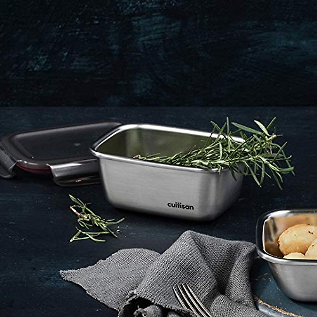 CUITISAN FLORA RECTANGLE AIRTIGHT CONTAINER NO.7 37.2oz, STAINLESS STEEL FOOD CONTAINER, WATERPROOF, MICROWAVE and DISHWASHER AVAILABLE