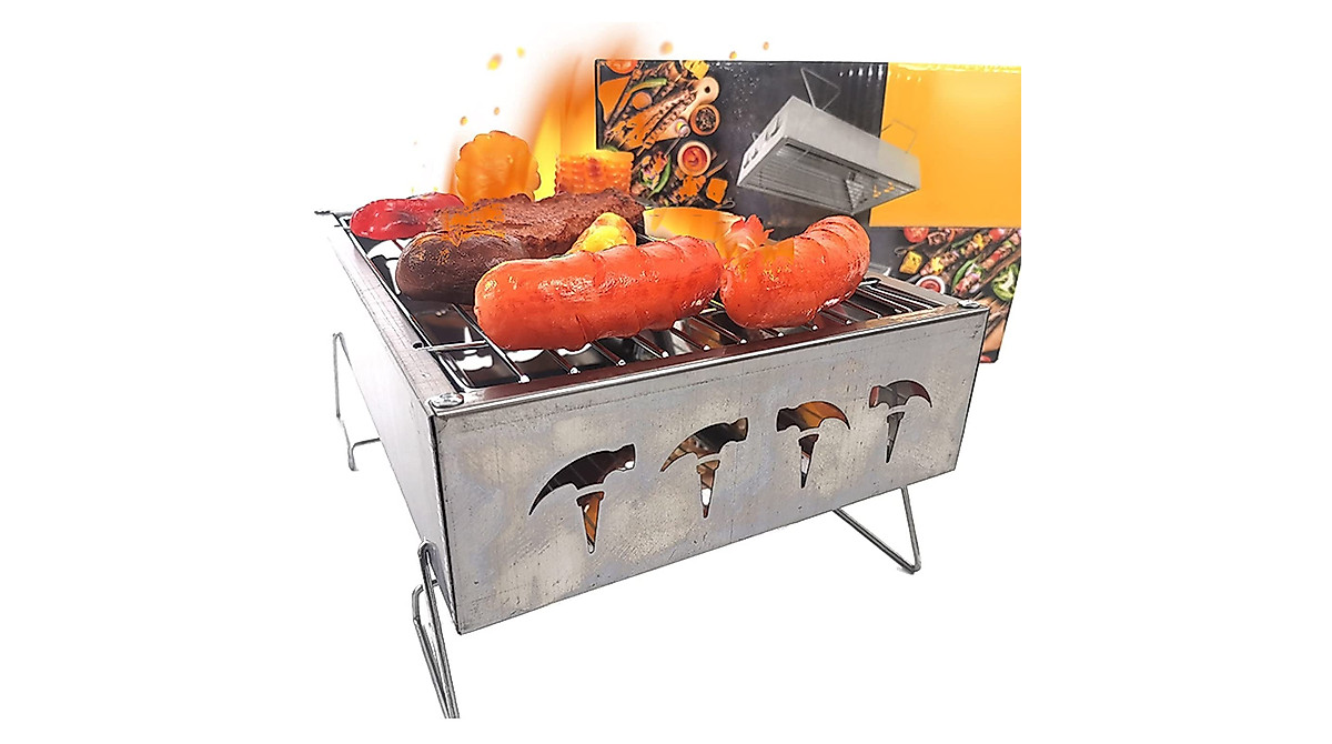 Portable Outdoor Gas & Charcoal BBQ Grill - Foldable Stainless Steel