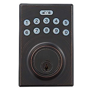 Amazon Basics Contemporary Electronic Keypad Deadbolt Doot Lock, Keyed Entry, Oil Rubbed Bronze