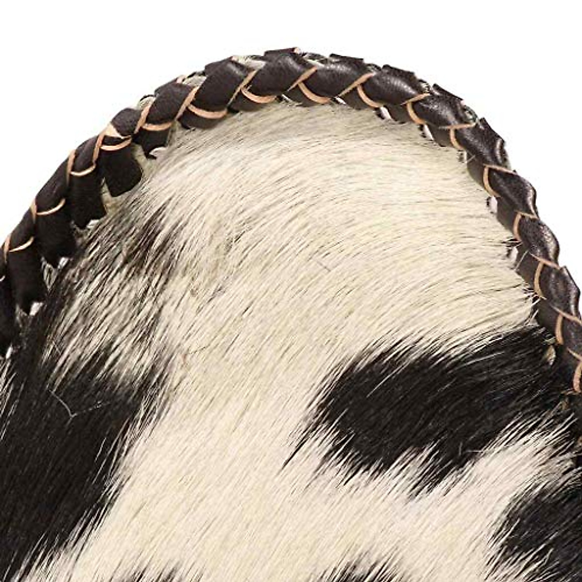 Home Decor Genuine Goat Leather Butterfly Arm Chair with Black/Brown White Hair on Cover (Black and White with Black Frame)