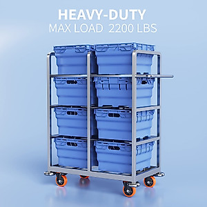 4 Inch Caster Wheels Heavy Duty 2200Lbs, Casters Set of 4 with Safety Dual Locking, Swivel Industrial Plate Casters, No Noise Wheels for Cart, Furniture(Bonus of 2 Hardware Kits & Gloves)