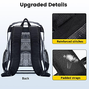 Vorspack Clear Backpack Heavy Duty PVC Transparent Backpack with Reinforced Strap for College Workplace - Black