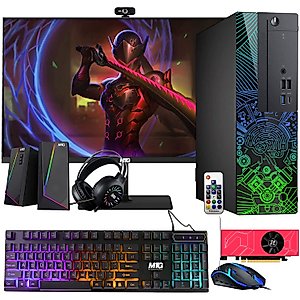 Lumos 8 Gaming Desktop PC, Intel Core i5 8th Gen, AMD RX 6400 4GB DDR6, 16GB RAM, 256GB SSD + 1TB HDD 24 Inch Monitor, PCI-E Bluetooth | Wi-Fi, RGB Kit, Win 11 Home (Renewed)