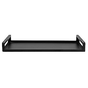 MyGift Large Modern Matte Black Metal Serving Tray, 12 x 16 inch Decorative Coffee Table Ottoman Tray with Curved Cutout Handles