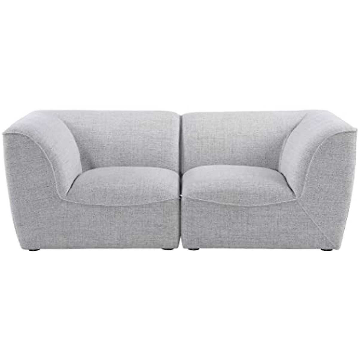 Meridian Furniture Miramar Collection Modern | Contemporary Linen Textured Upholstered Modular Sofa, 76" W x 38" D x 28.5" H, Grey