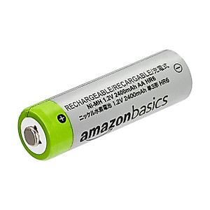 Amazon Basics 4-Pack Rechargeable AA NiMH High-Capacity Batteries, 2400 mAh, Recharge up to 400x Times, Pre-Charged