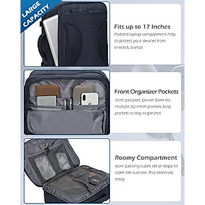 Hynes Eagle 44L Carry on Backpack Airline Approved Travel Backpack for Men Women Large Laptop Backpack 17 inch Nylon Backpack Overnight Weekender Bag Navy Blue