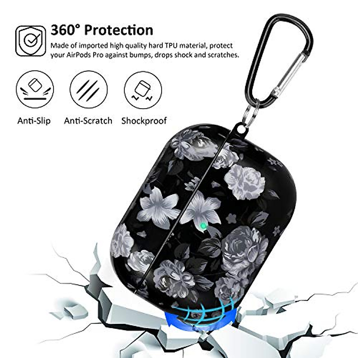 AirPods Pro 2nd Generation/1st Generation Case (2022/2019)-KOREDA Cute Printed Design Airpods Pro 2 Case Shockproof Protective Hard Cover for Girls Women Men with Keychain for Airpods Pro 2nd/1st Gen