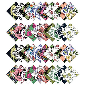 Soimoi Precut 10-inch Floral Prints Cotton Fabric Bundle Quilting Squares Charm Pack DIY Patchwork Sewing Craft- Multicolor-VB