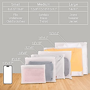 Svaldo Packaging Clothing Bags, 50Pcs 14x10 inch Large Frosted Ziplock Bags for Clothes, Poly Plastic Bag for Packing Selling Apparel Organization, Custom T-Shirts, Pillowcases, with Vent Holes, 3 Mil