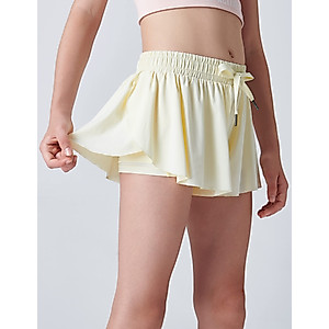 3 Pack Girls Flowy Shorts with Spandex Liner 2-in-1 Youth Butterfly Skirts for Fitness, Running, Sports (Set 1, Youth Medium)